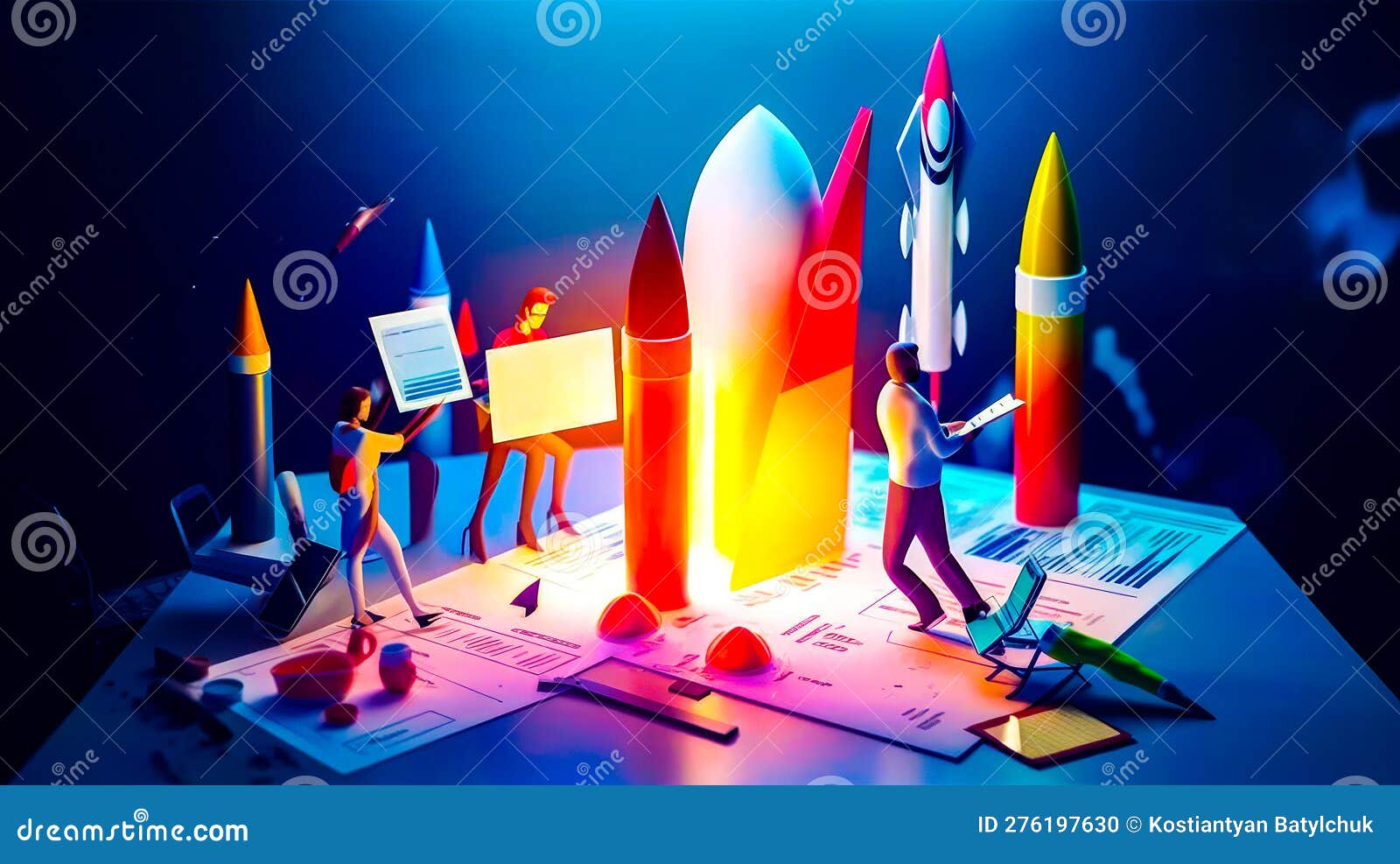 Boys Launching Aeromodel, View From Above Of Friends Watching At Flying ...