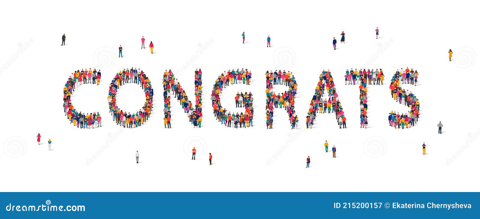 Word Congrats Hand Lettering Typography With Floral Background. Cartoon ...