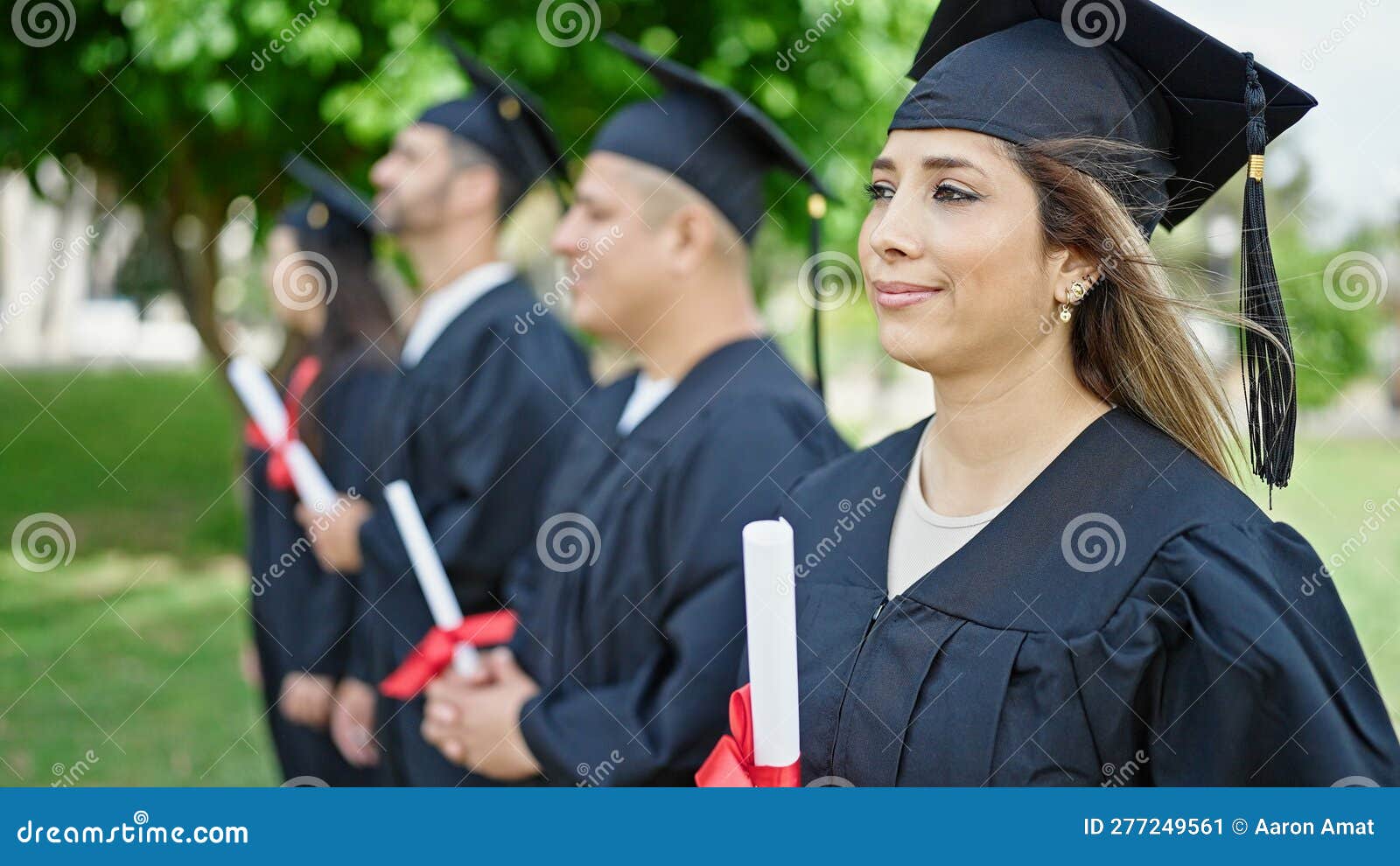 Group of People Students Graduated Holding Diploma at University Campus ...