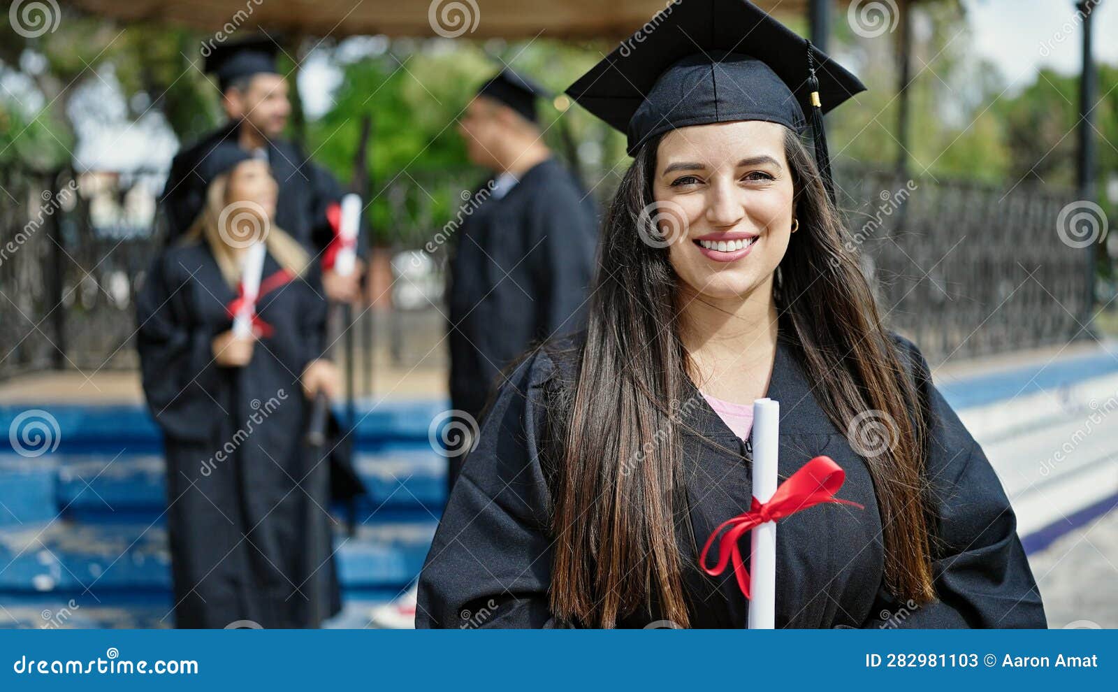 Group of People Students Graduated Holding Diploma at University Campus ...