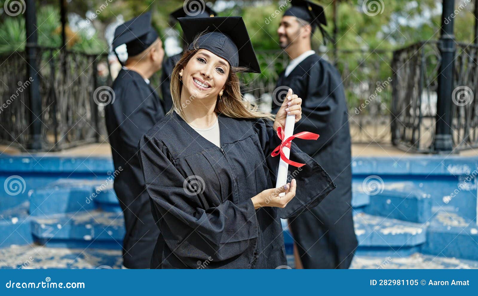 Group of People Students Graduated Holding Diploma at University Campus ...