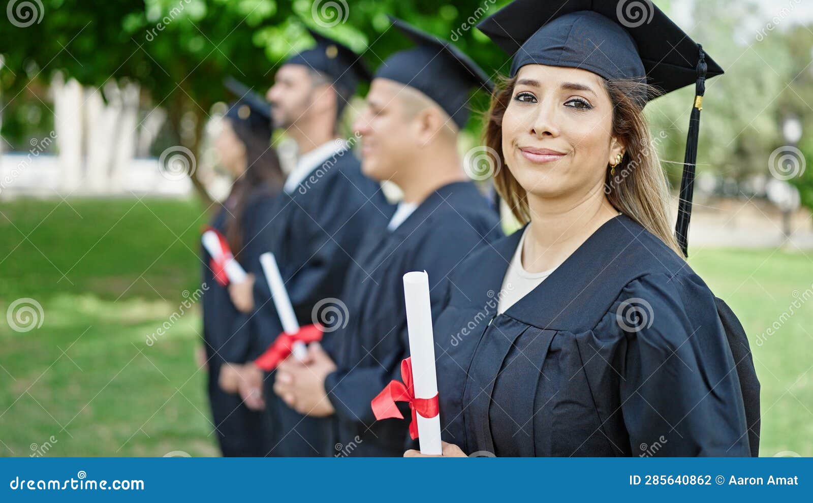 Group of People Students Graduated Holding Diploma at University Campus ...