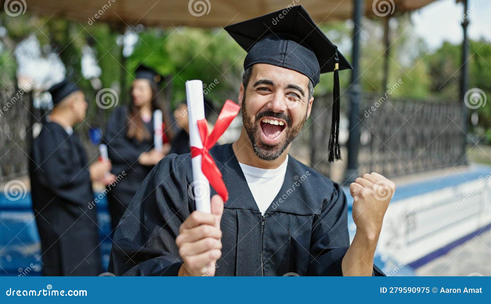 Group of People Students Graduated Holding Diploma with Winner ...