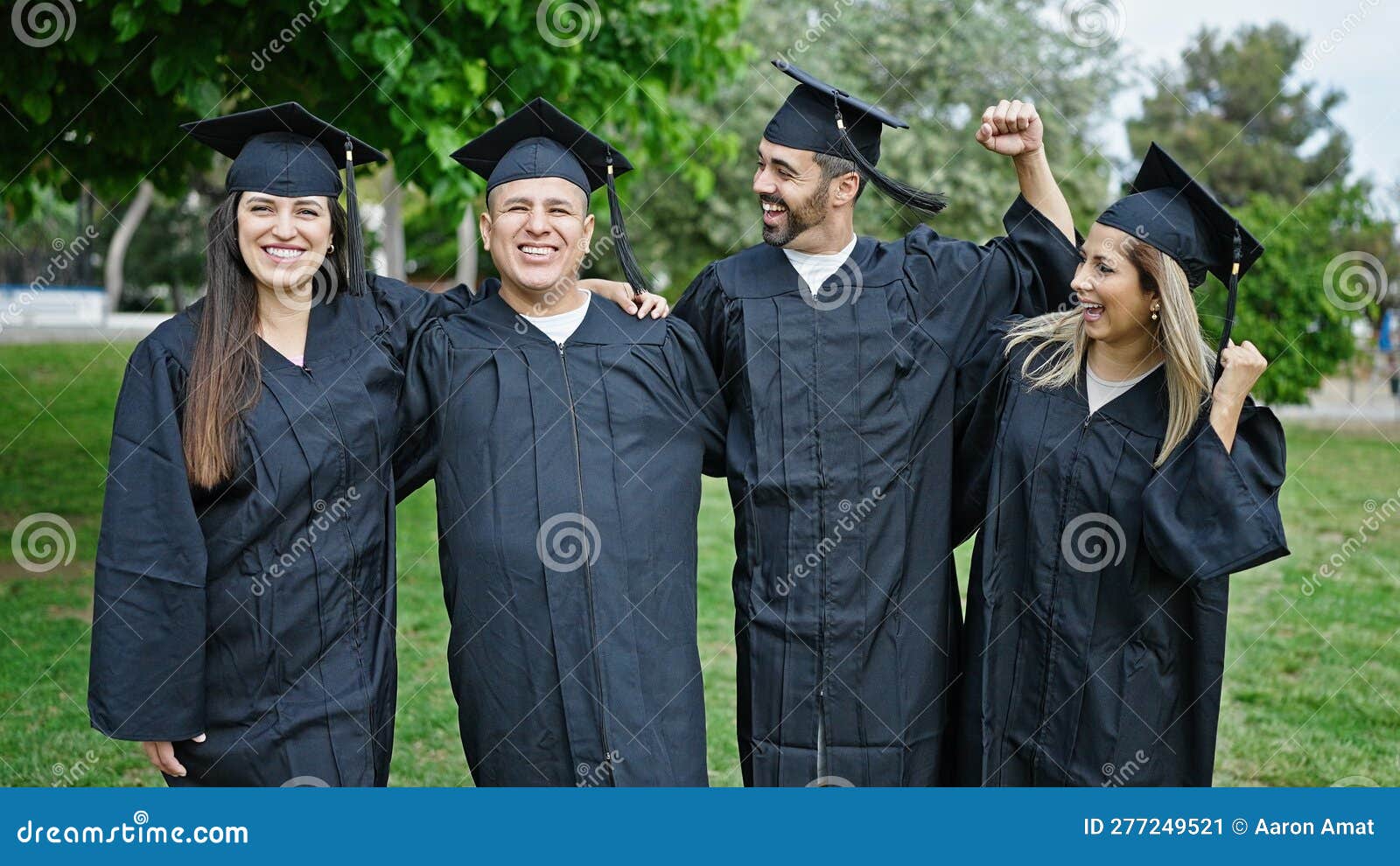 Group of People Students Graduated Smiling Confident Hugging Each Other ...