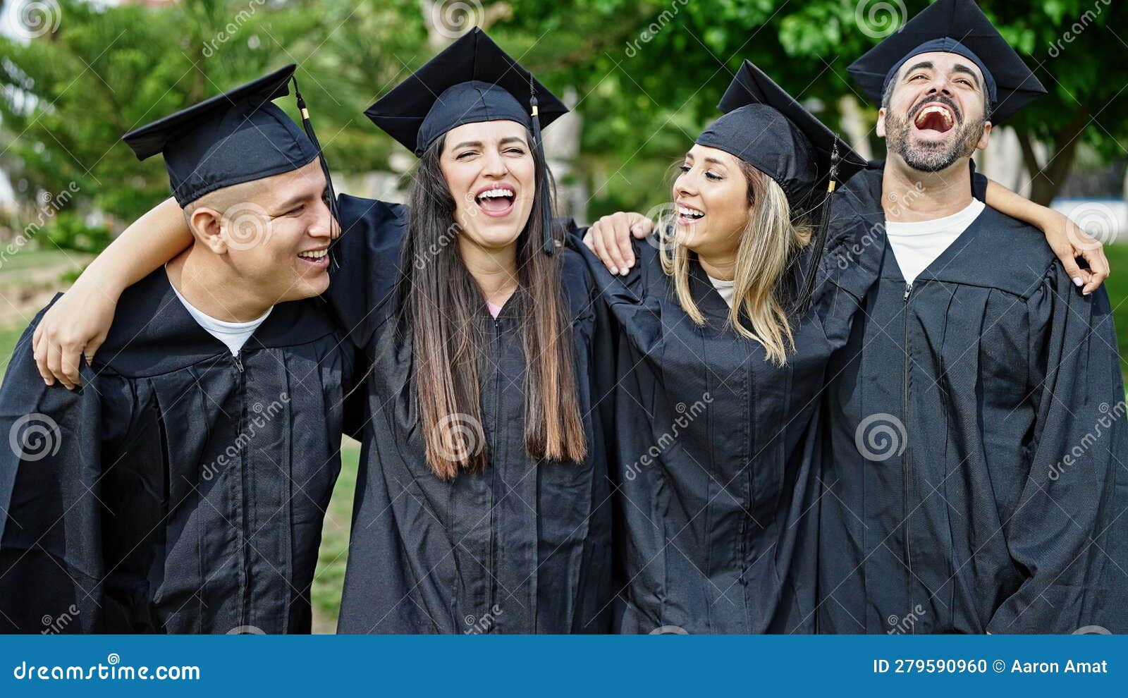 Group of People Students Graduated Smiling Confident Hugging Each Other ...