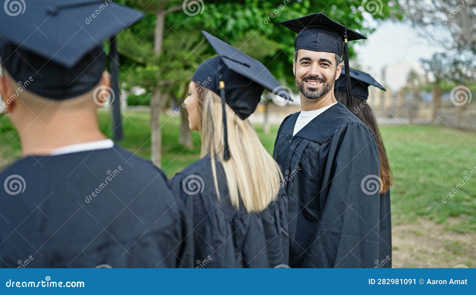 Group of People Students Graduated Smiling Confident Standing Together ...