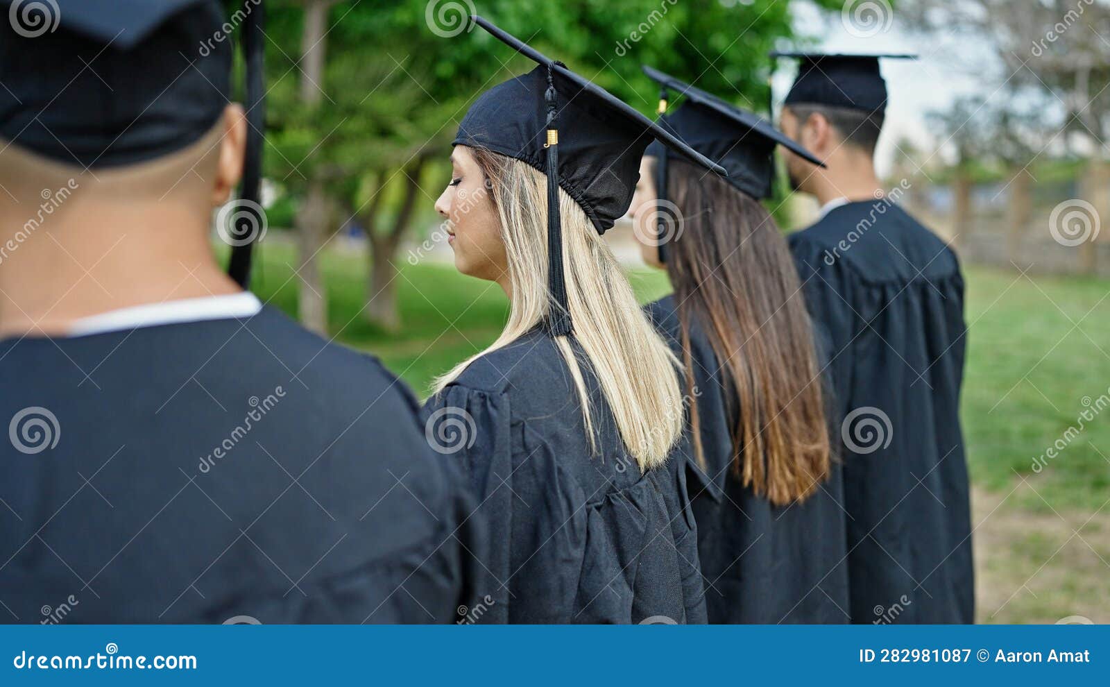 Group of People Students Graduated Standing Together Backwards at ...