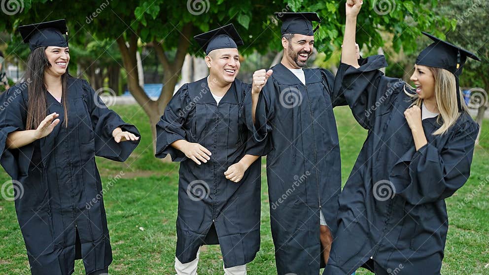 Group of People Students Graduated Standing with Winner Expression at ...