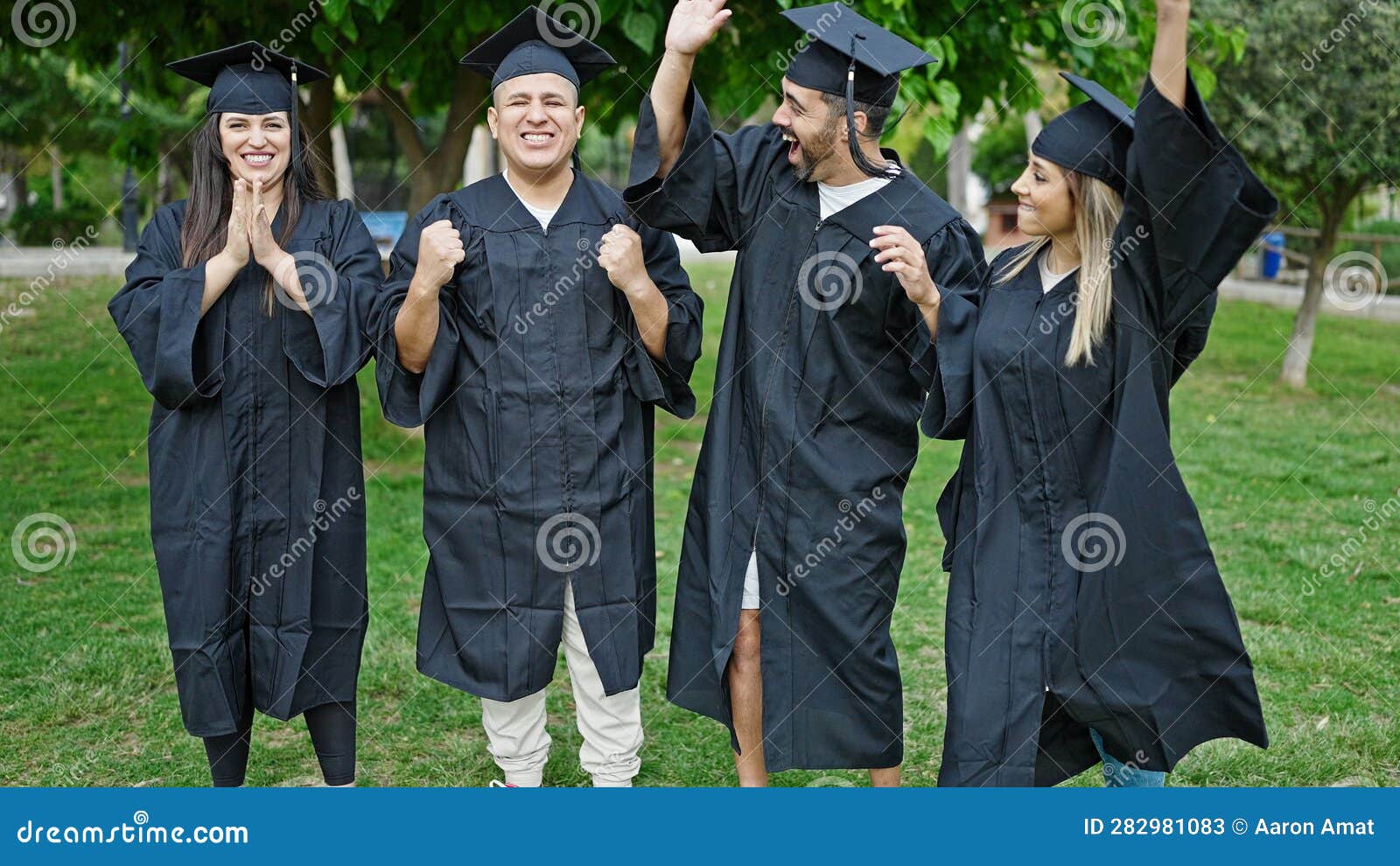 Group of People Students Graduated Standing with Winner Expression at ...