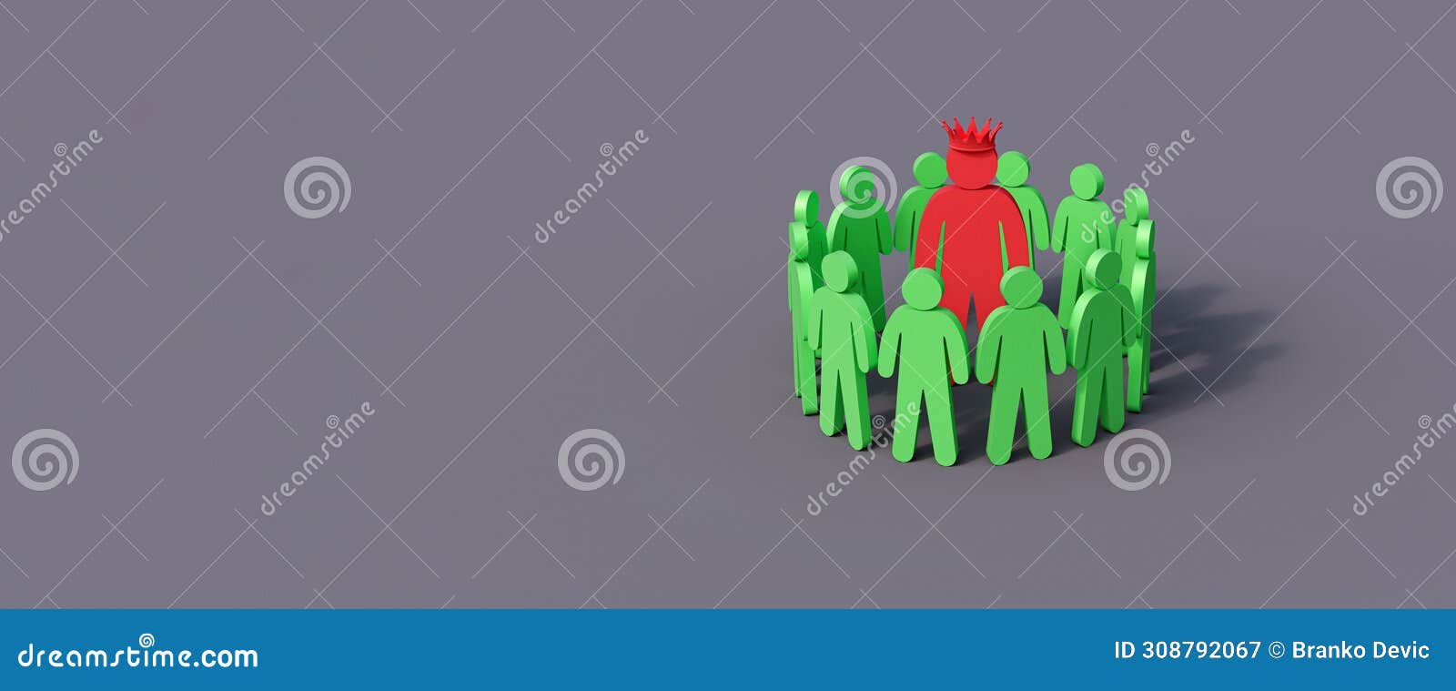 Group of People Surround the Big Boss 3d Render Stock Illustration ...