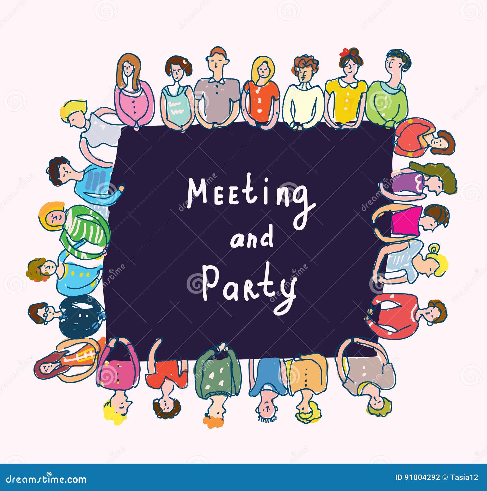 Group of People at the Table Stock Vector - Illustration of banner ...