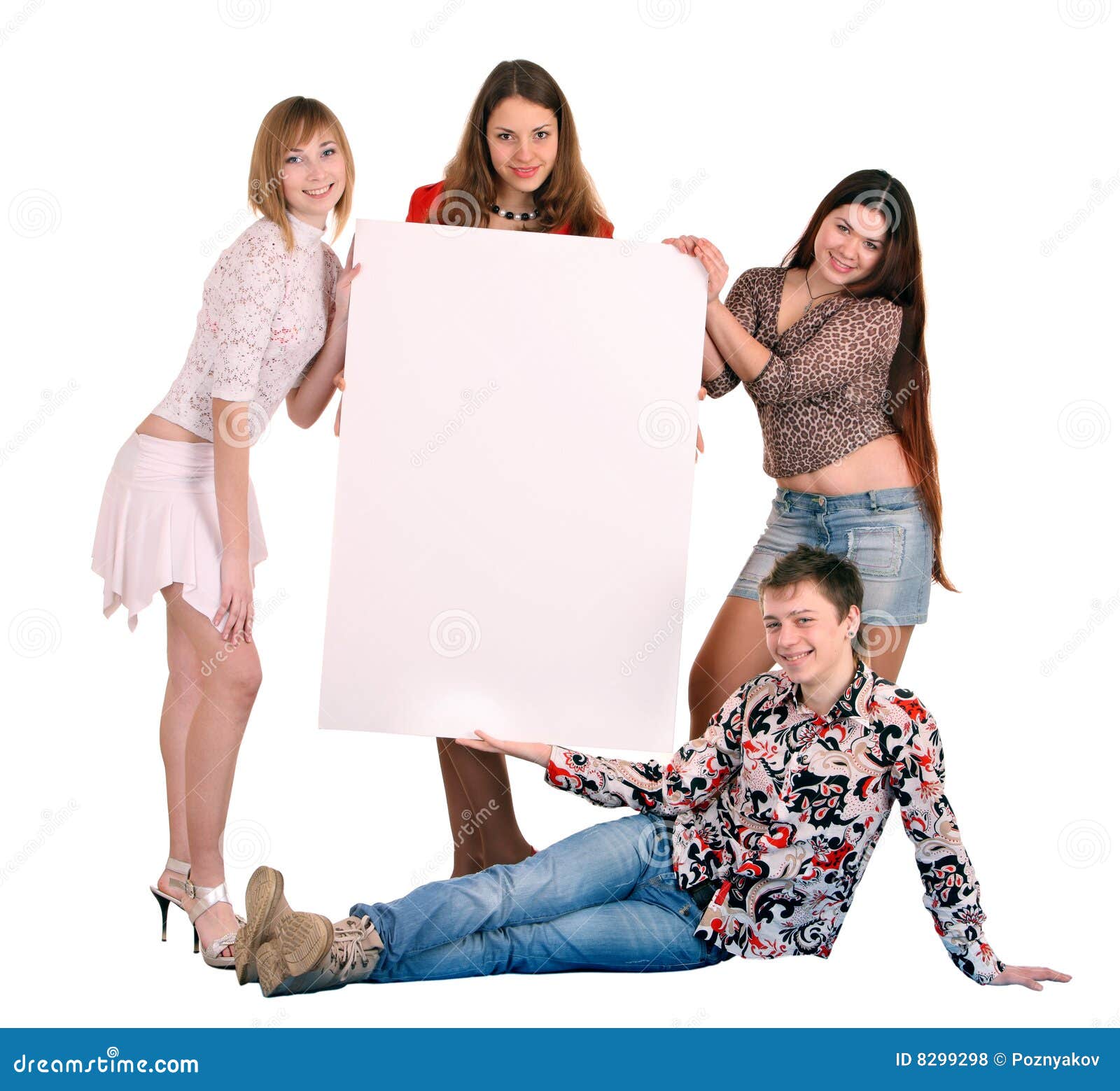 Group of People Take Banner. Stock Photo - Image of human, girl: 8299298