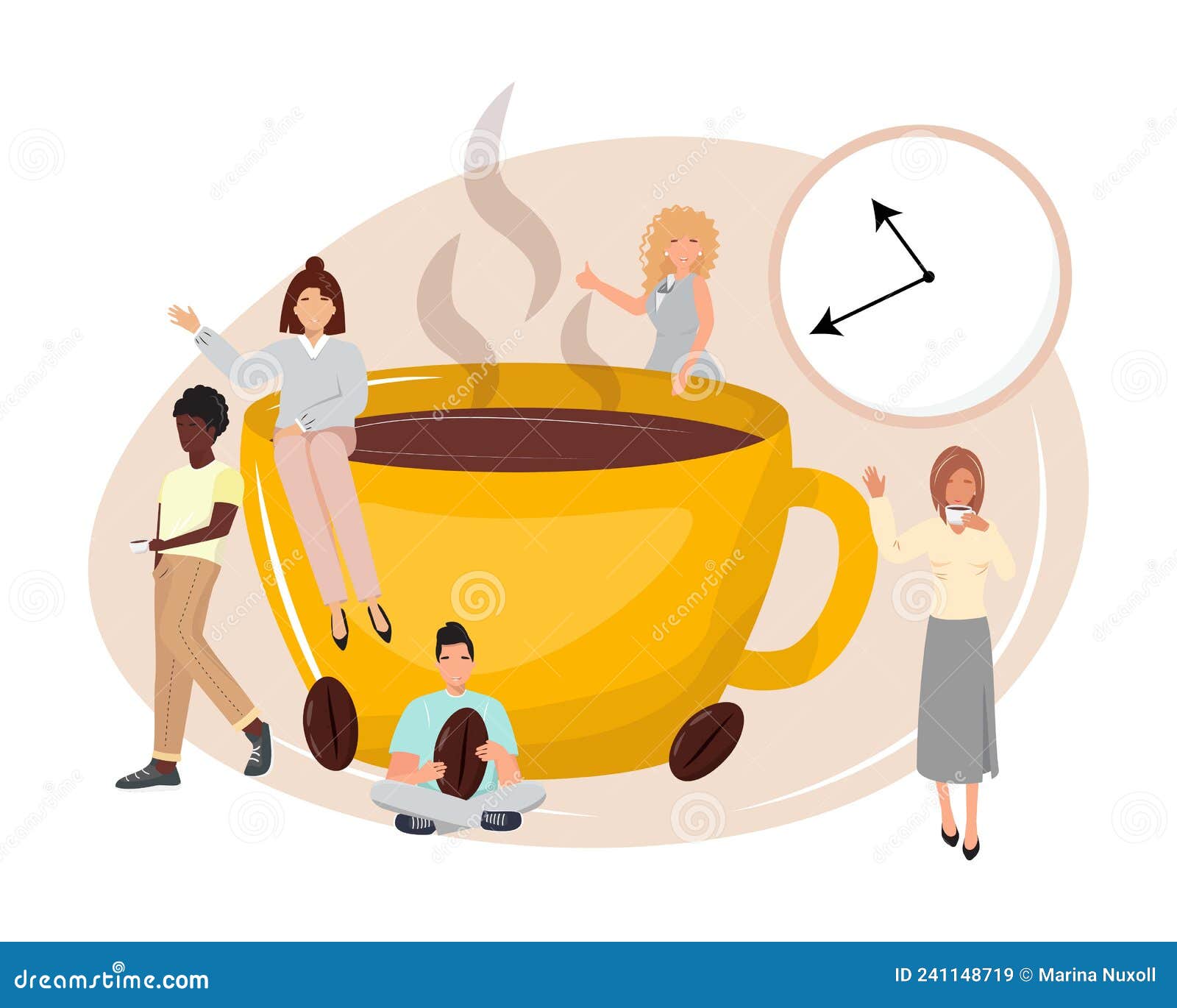 Group of People Taking a Coffee Break and Talking. Stock Vector ...