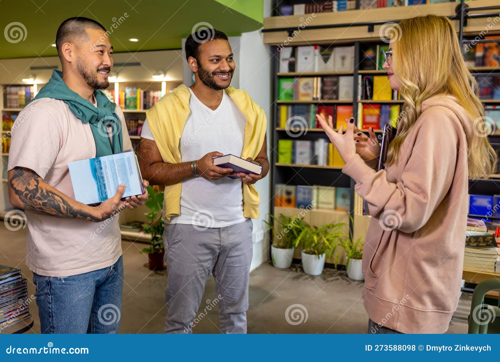 Group of People Talking in the Library Stock Photo - Image of ...