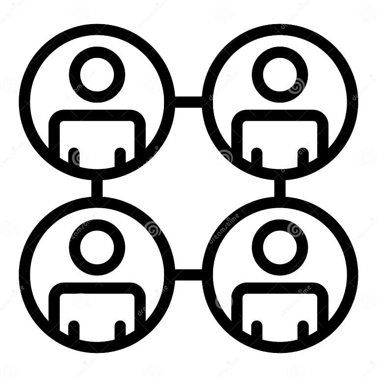 Group People Team Icon, Outline Style Stock Vector - Illustration of ...