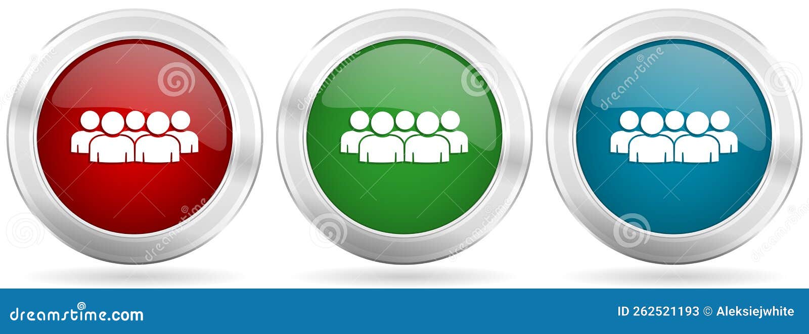 Group of People, Team, Teamwork Vector Icon Set. Red, Blue and Green ...