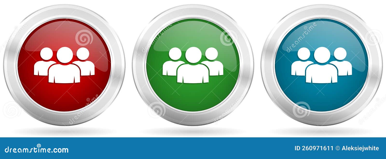 Group of People, Team, Teamwork Vector Icon Set. Red, Blue and Green ...