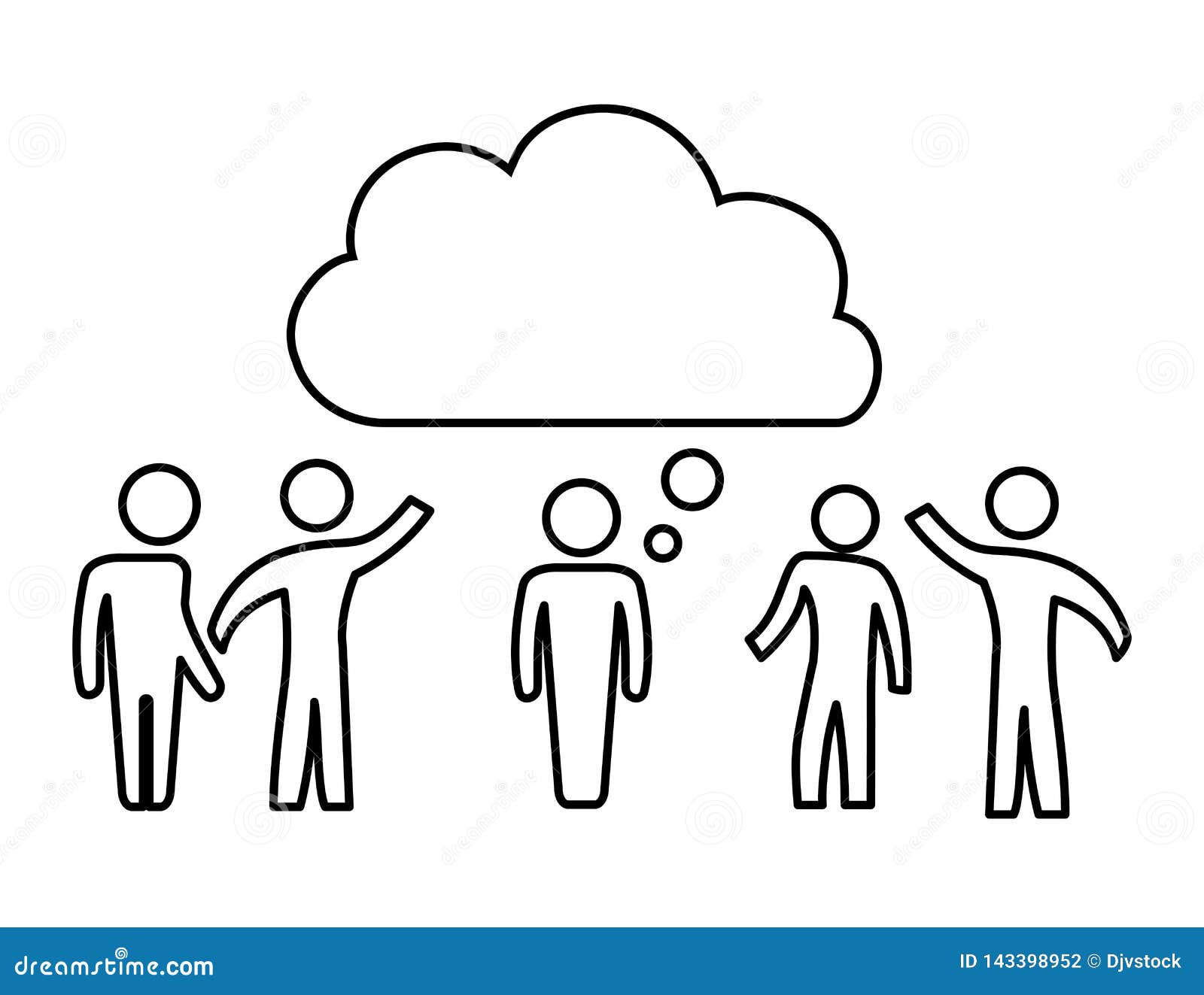 Group of People Teamwork with Cloud Stock Illustration - Illustration ...