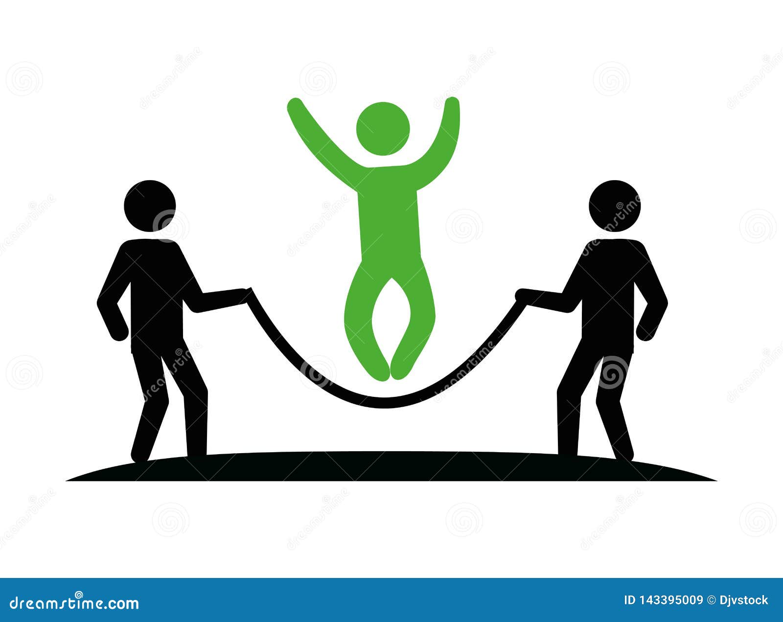 Group of People Teamwork Jump Rope Stock Illustration - Illustration of ...