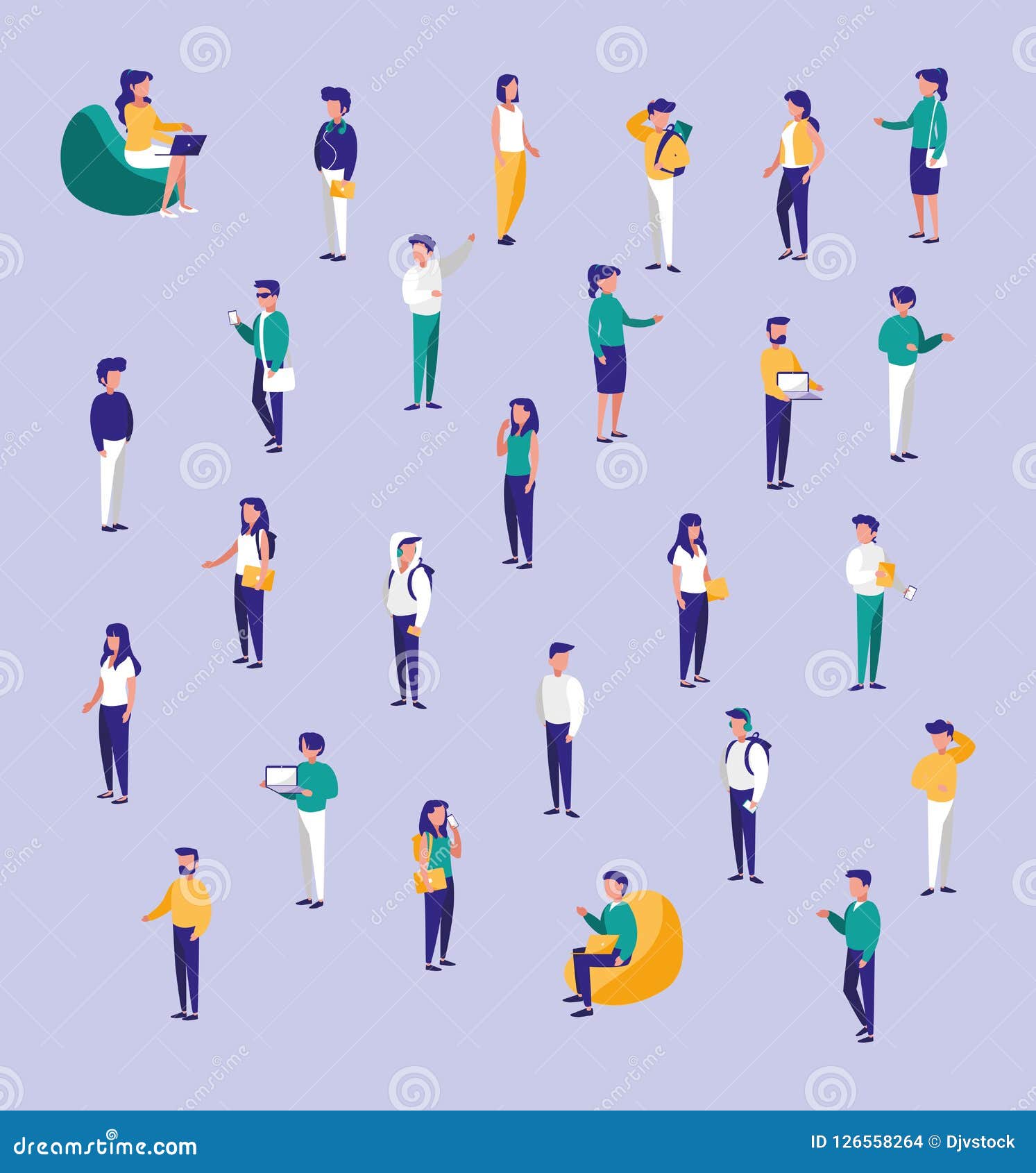 Group of People with Technology Stock Vector - Illustration of ...