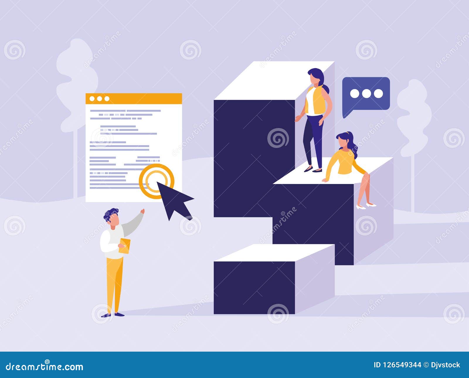 Group of People with Technology in Landscape Stock Vector ...