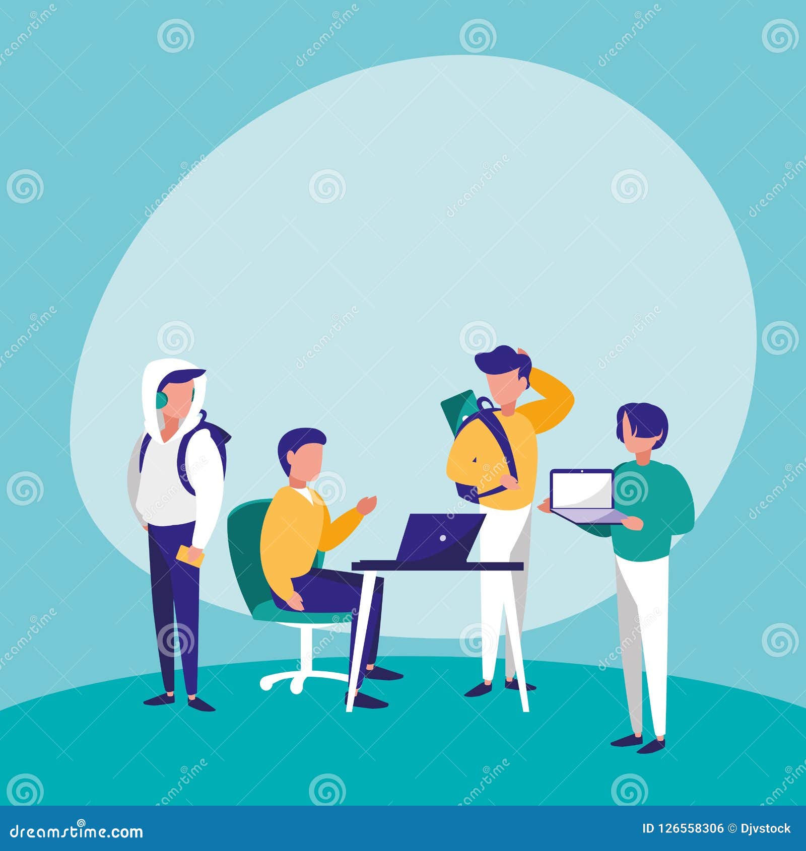 Group of People with Technology Stock Vector - Illustration of cartoon ...
