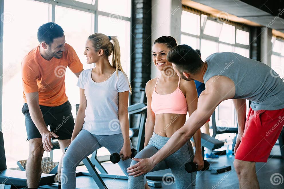 Group of People Training in Gym Stock Photo - Image of club, lifestyle ...