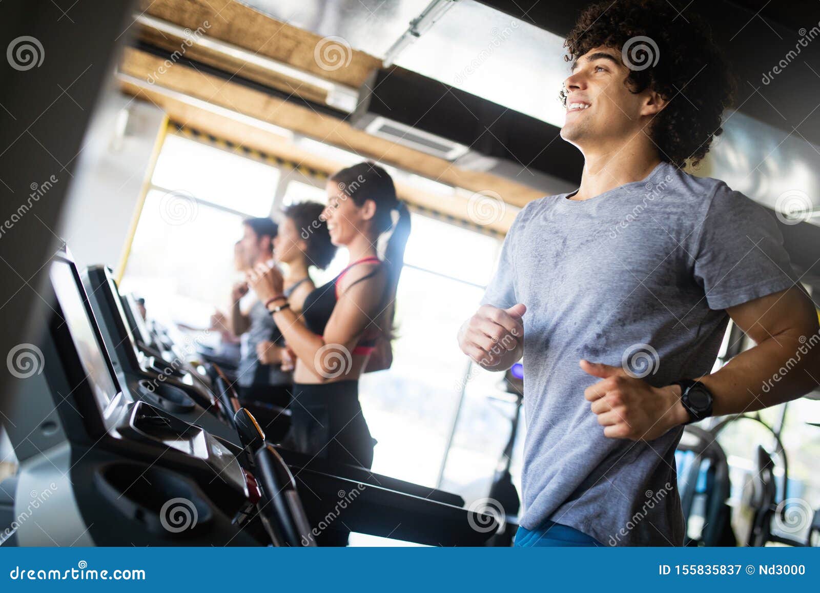 Group of Young People Training in Gym Stock Image - Image of adult ...