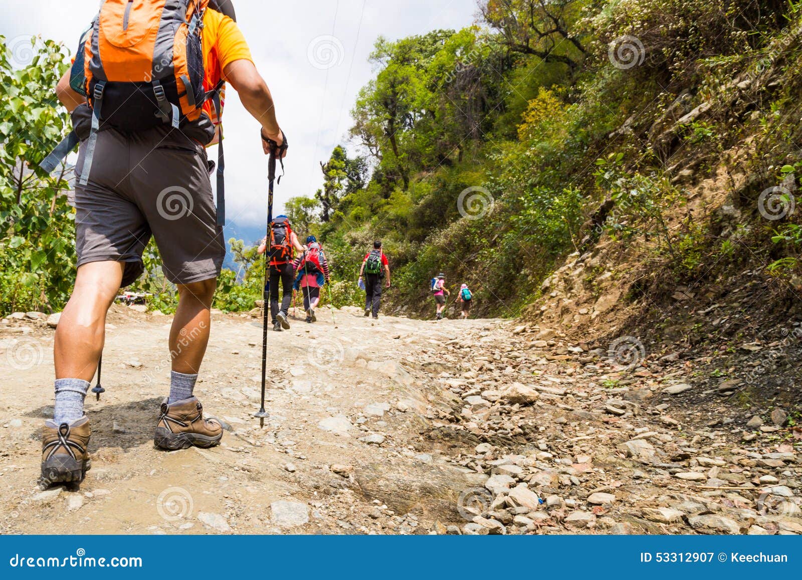 People Trekking On Frozen Zanskar River. Camping Tents On Top Of ...