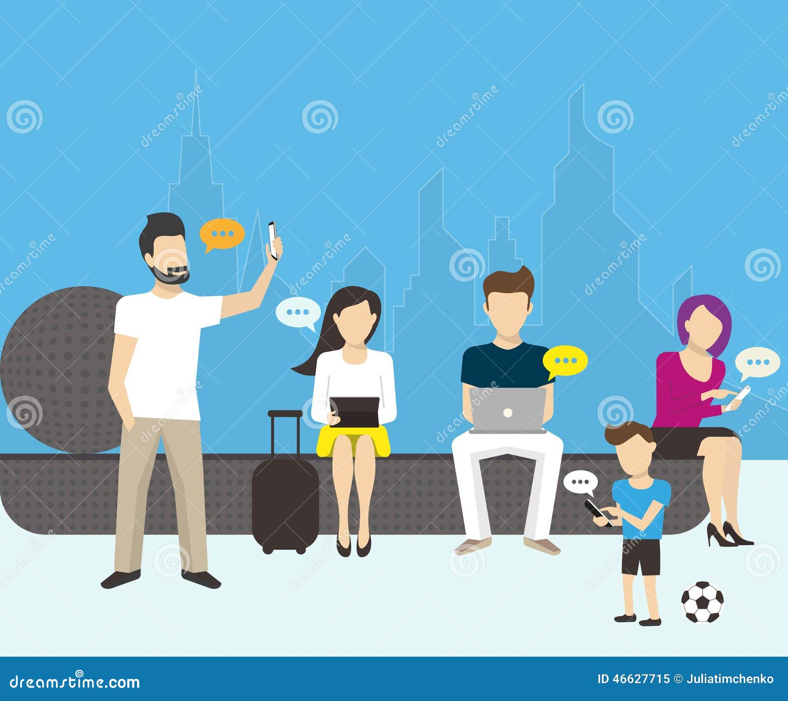 Group of People Using Electronics Devices Stock Vector - Illustration ...