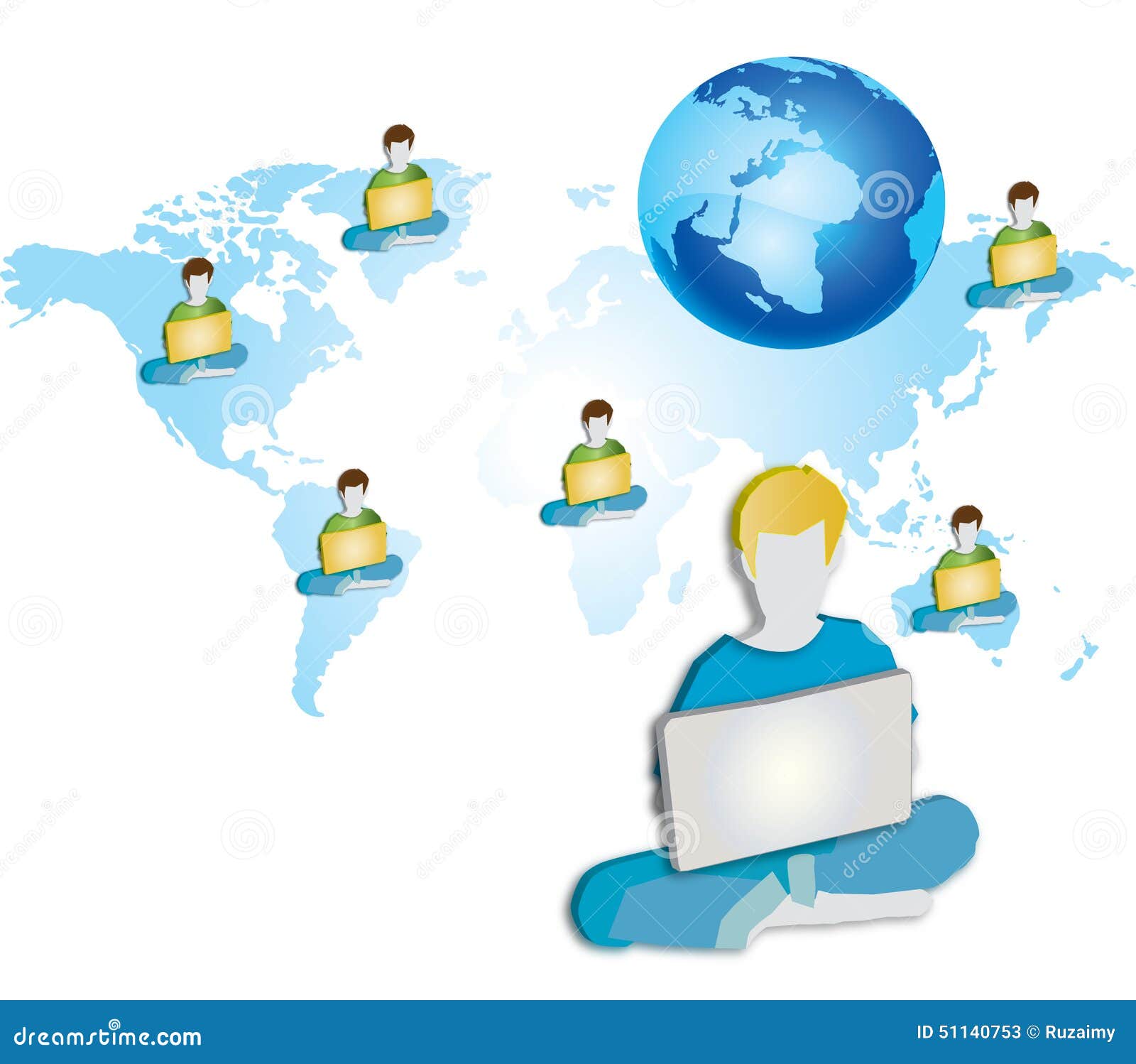 A Group of People Using a Laptop Computer Stock Illustration ...