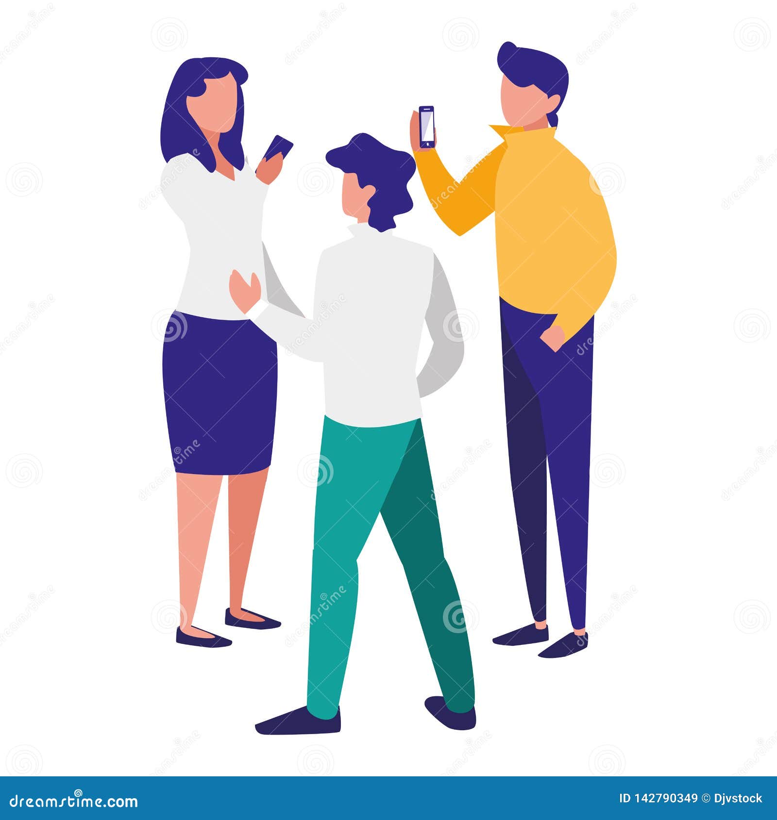 Group of People Using Smartphone Stock Vector - Illustration of digital ...