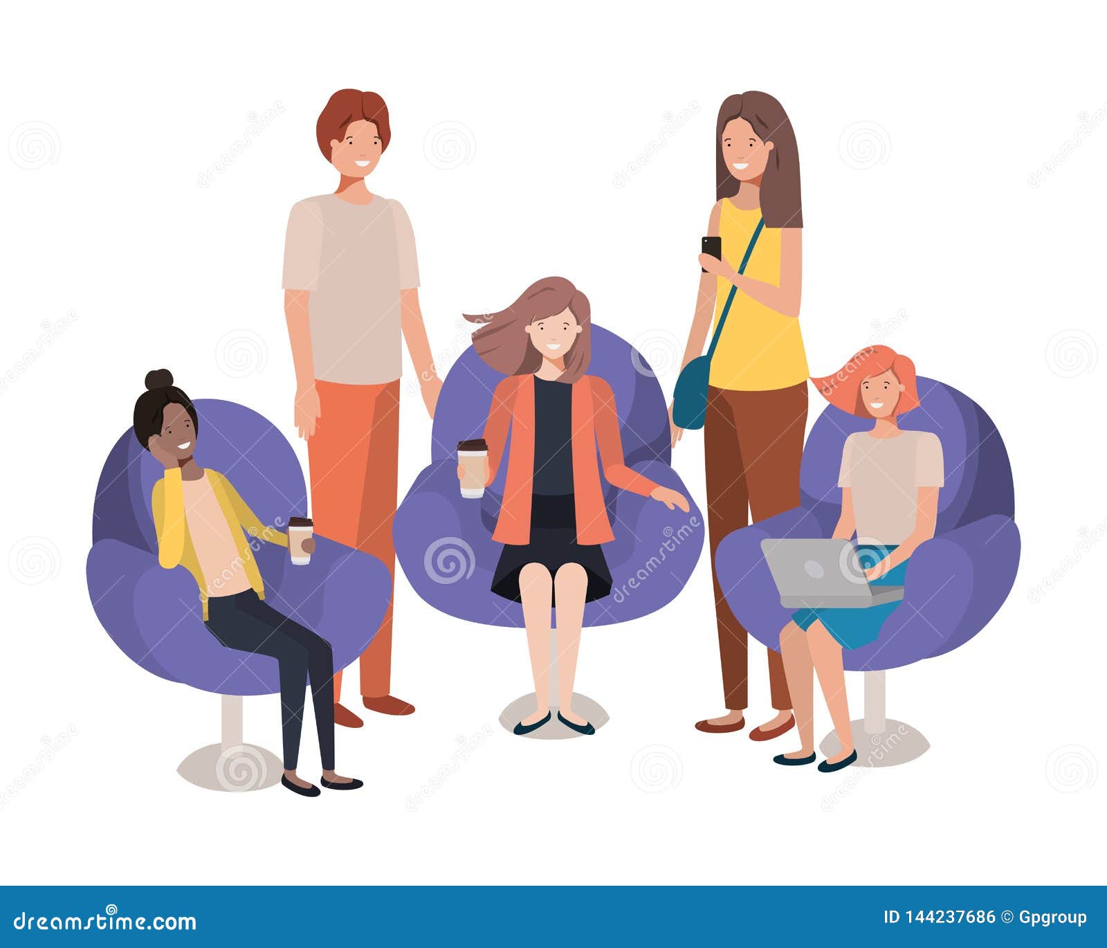 Group of People Using Technology Devices Stock Vector - Illustration of ...