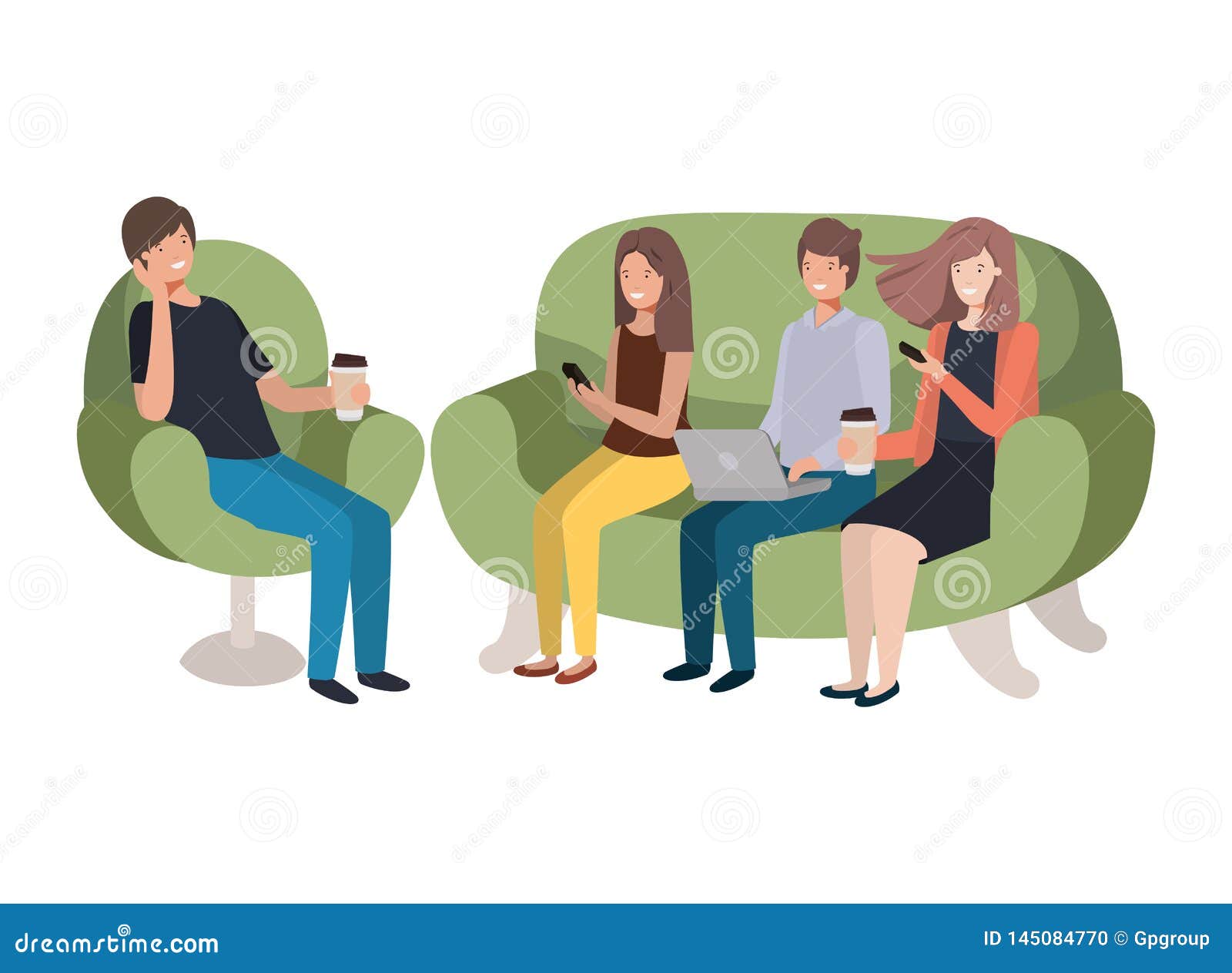 Group of People Using Technology Devices Stock Vector - Illustration of ...