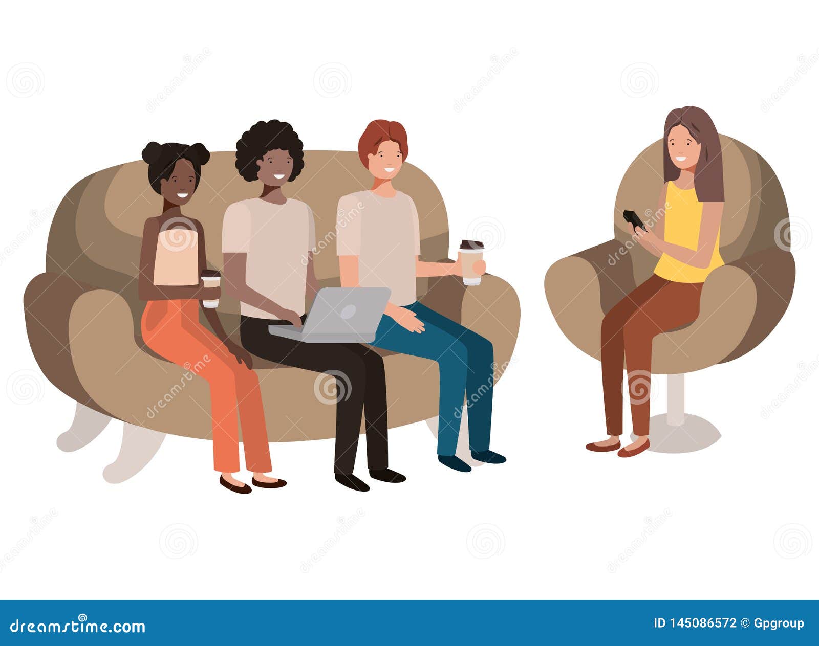 Group of People Using Technology Devices Stock Vector - Illustration of ...