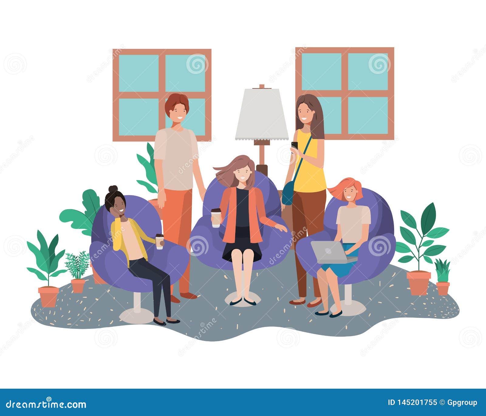 Group of People Using Technology Devices Stock Vector - Illustration of ...