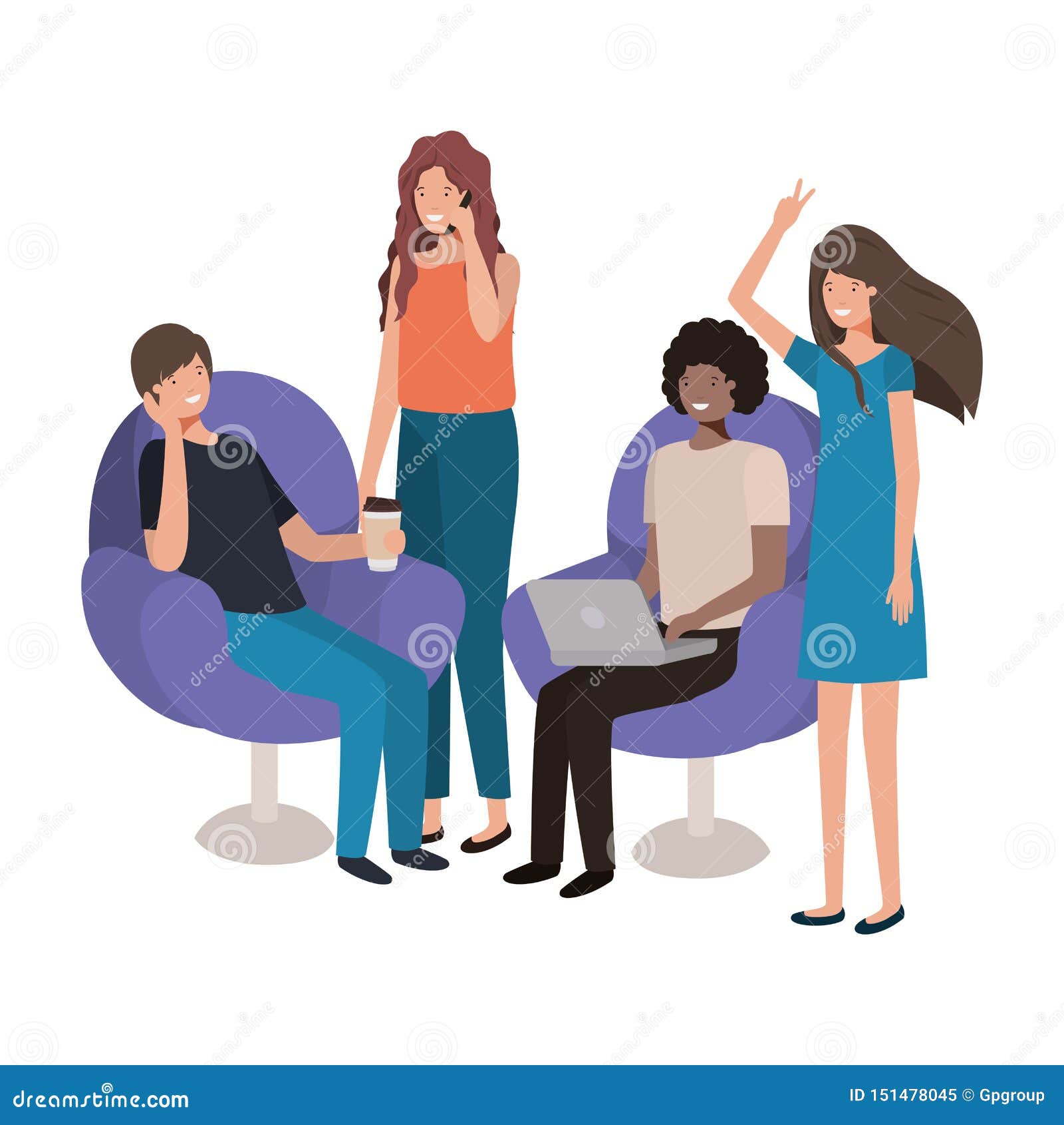 Group of People Using Technology Devices Stock Vector - Illustration of ...