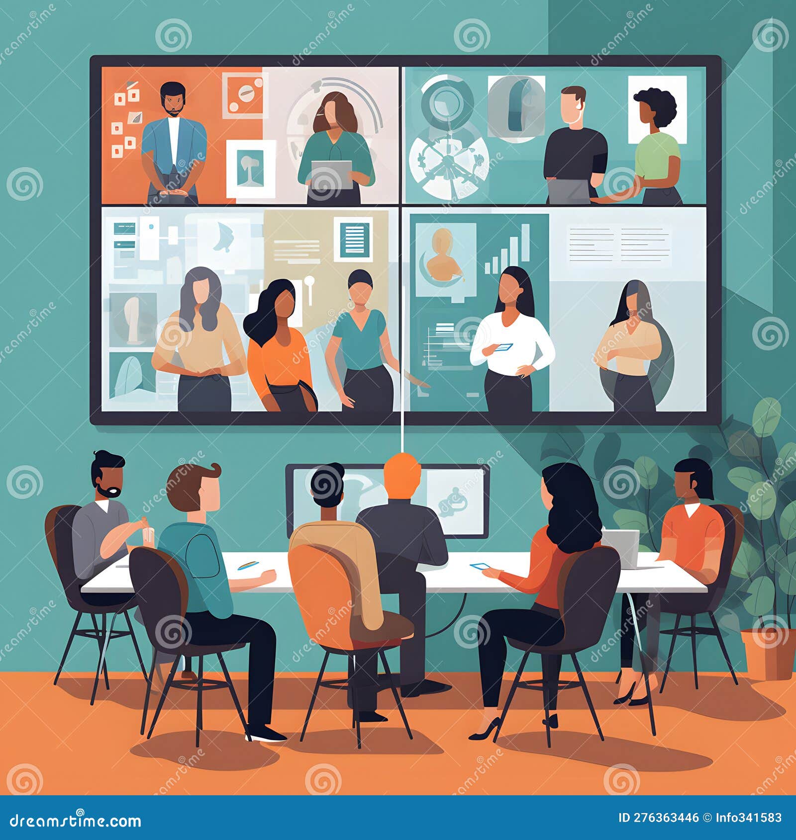 A Group of People Using Video Conferencing Software To Ho Created with ...