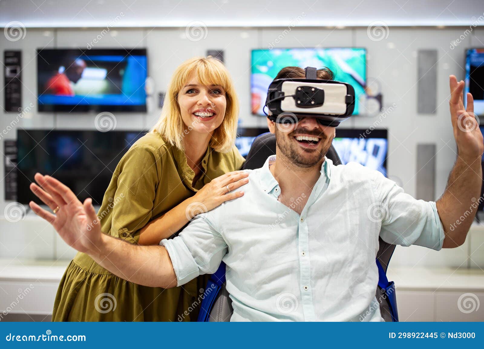 Group of People Using Virtual Reality Headset at Exhibition, Show. VR ...