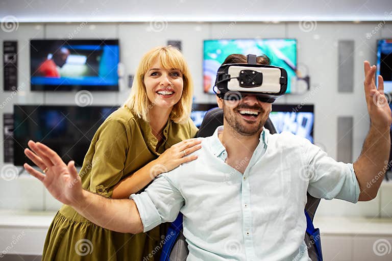 Group of People Using Virtual Reality Headset at Exhibition, Show. VR ...