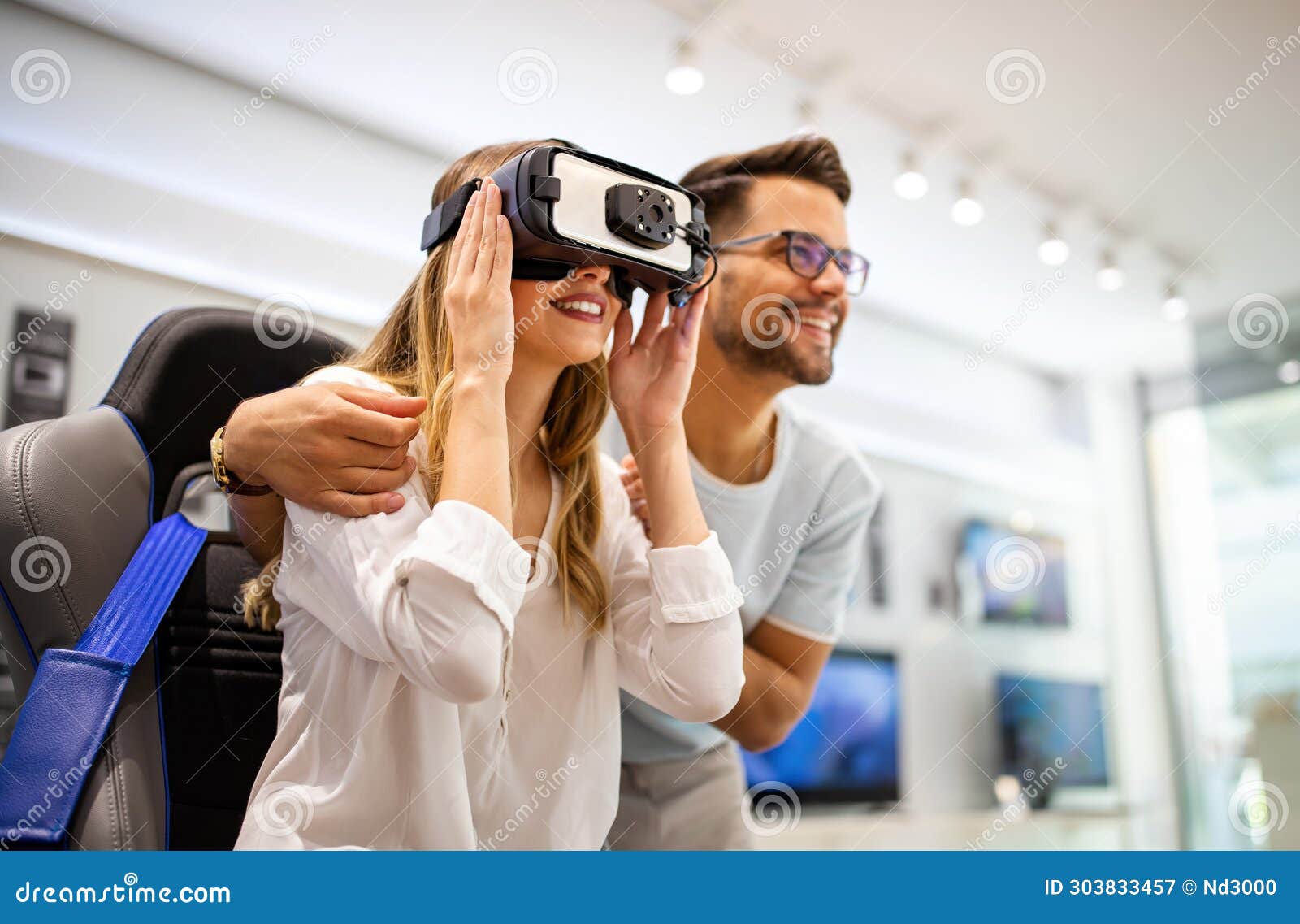 Group of People Using Virtual Reality Headset at Exhibition, Show. VR ...