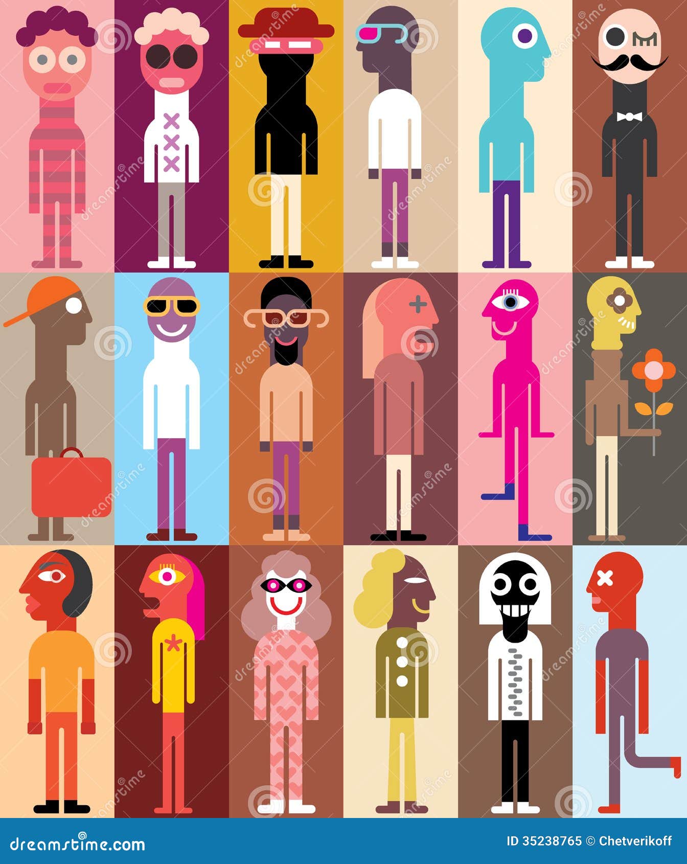 Group of People Vector Illustration Stock Vector - Illustration of face ...