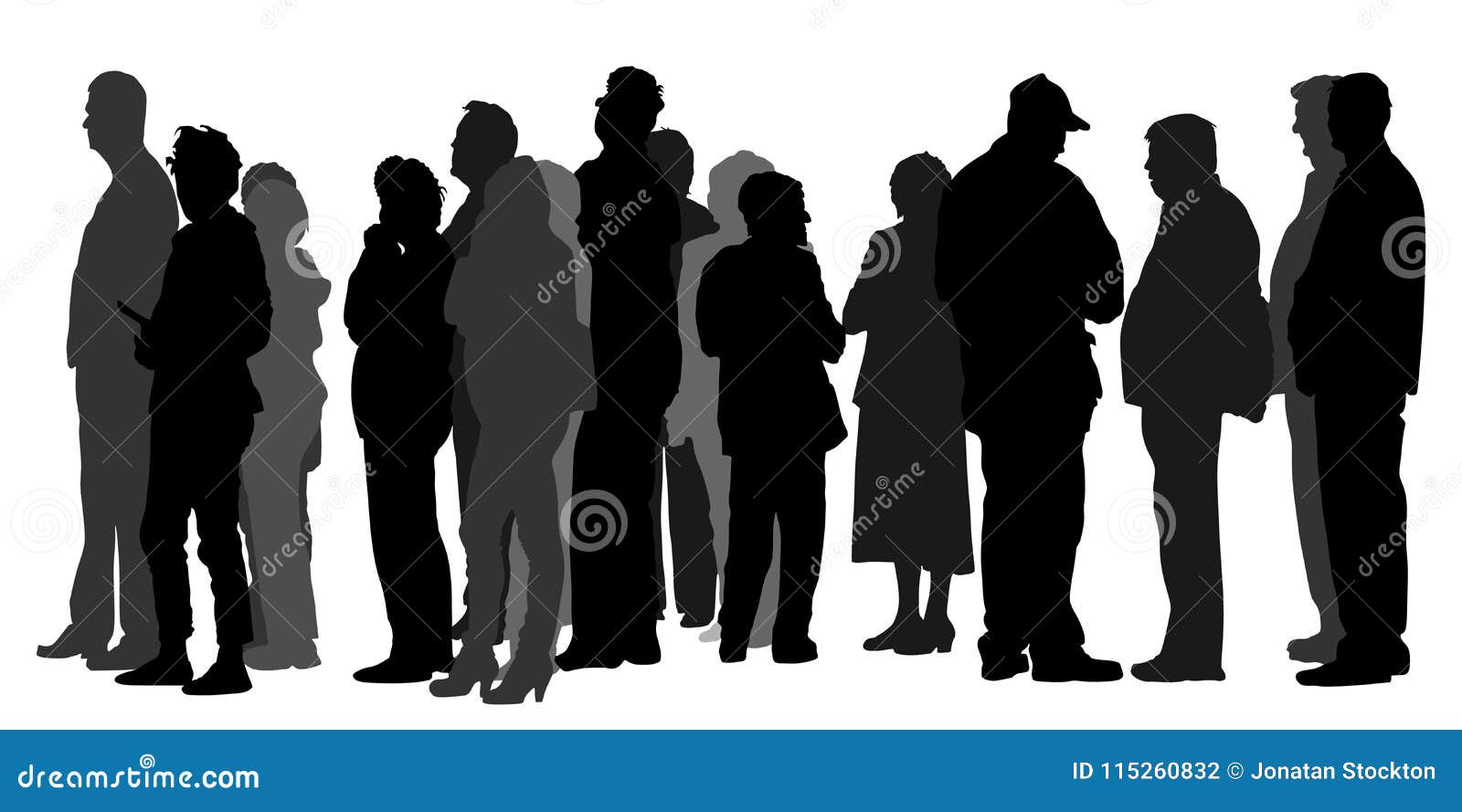 Group of People Waiting in Line Silhouette. Crowd in Front of Market or ... Group of People Waiting in Line Silhouette. Crowd in Front of Market or ...
