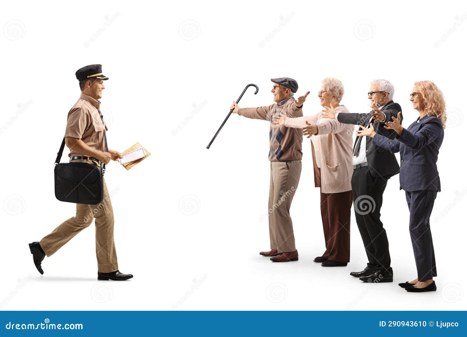 Group of People Waiting a Mailman Stock Photo - Image of full ...