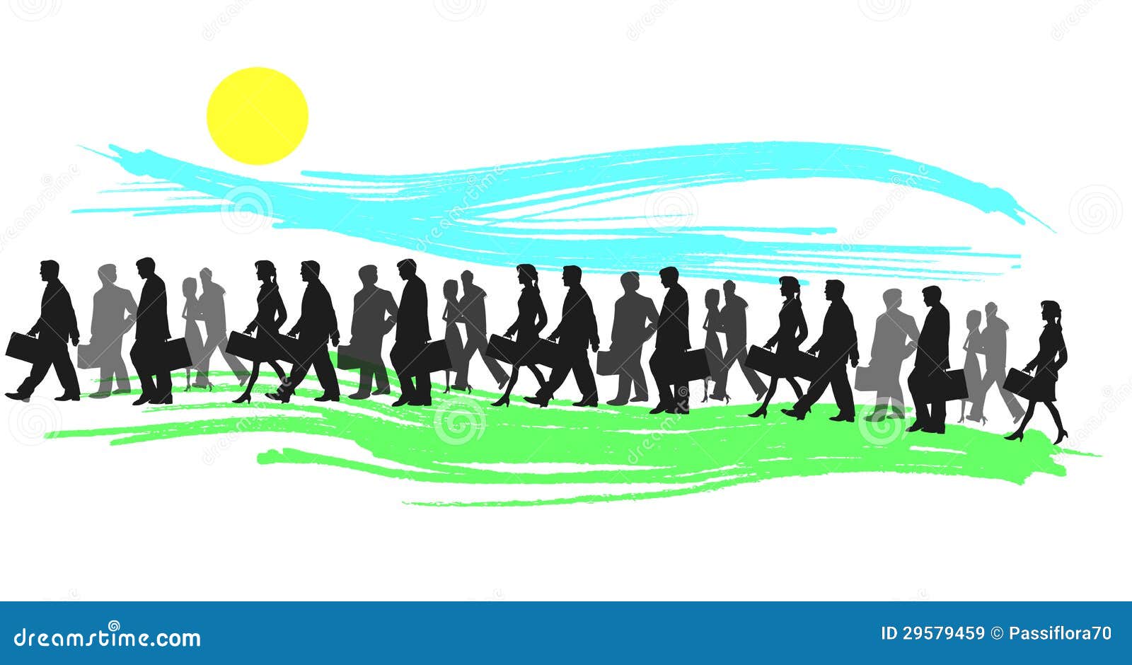 Group of people walking stock vector. Illustration of silhouette - 29579459