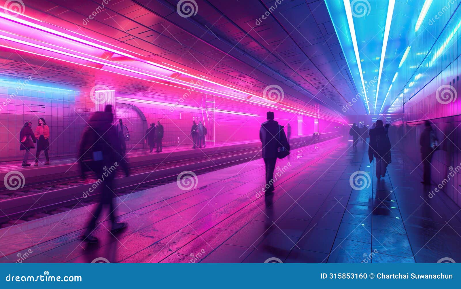 A Group of People are Walking Down a Brightly Lit Subway Platform by AI ...