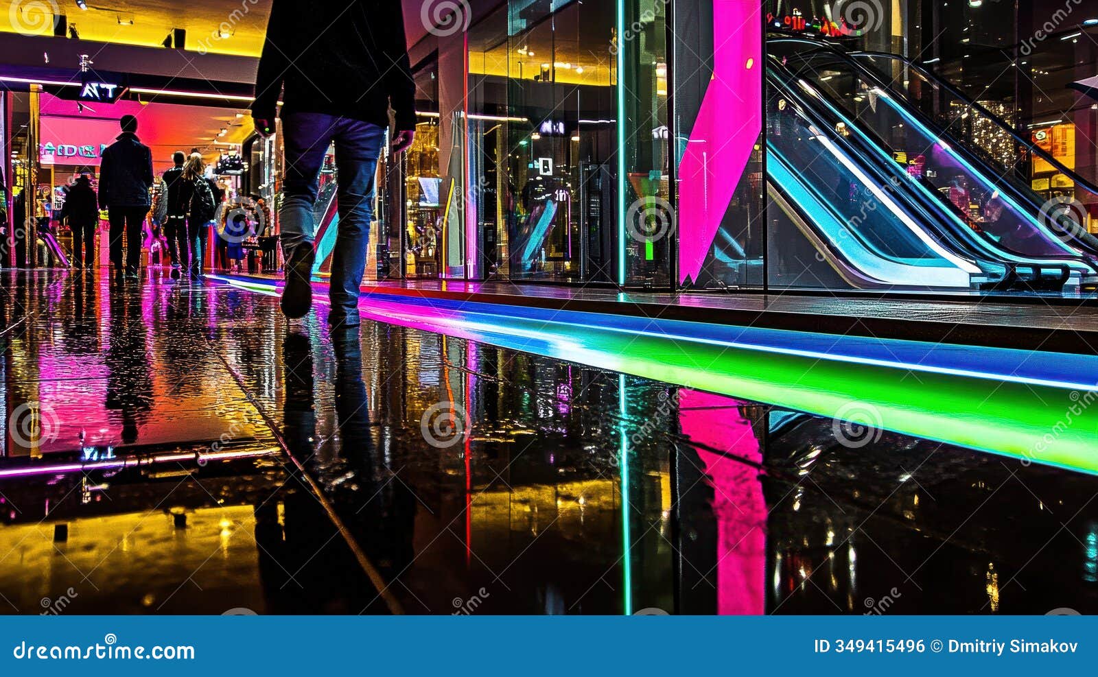 A Group of People Walking Down a Walkway in a Mall Stock Photo - Image ...