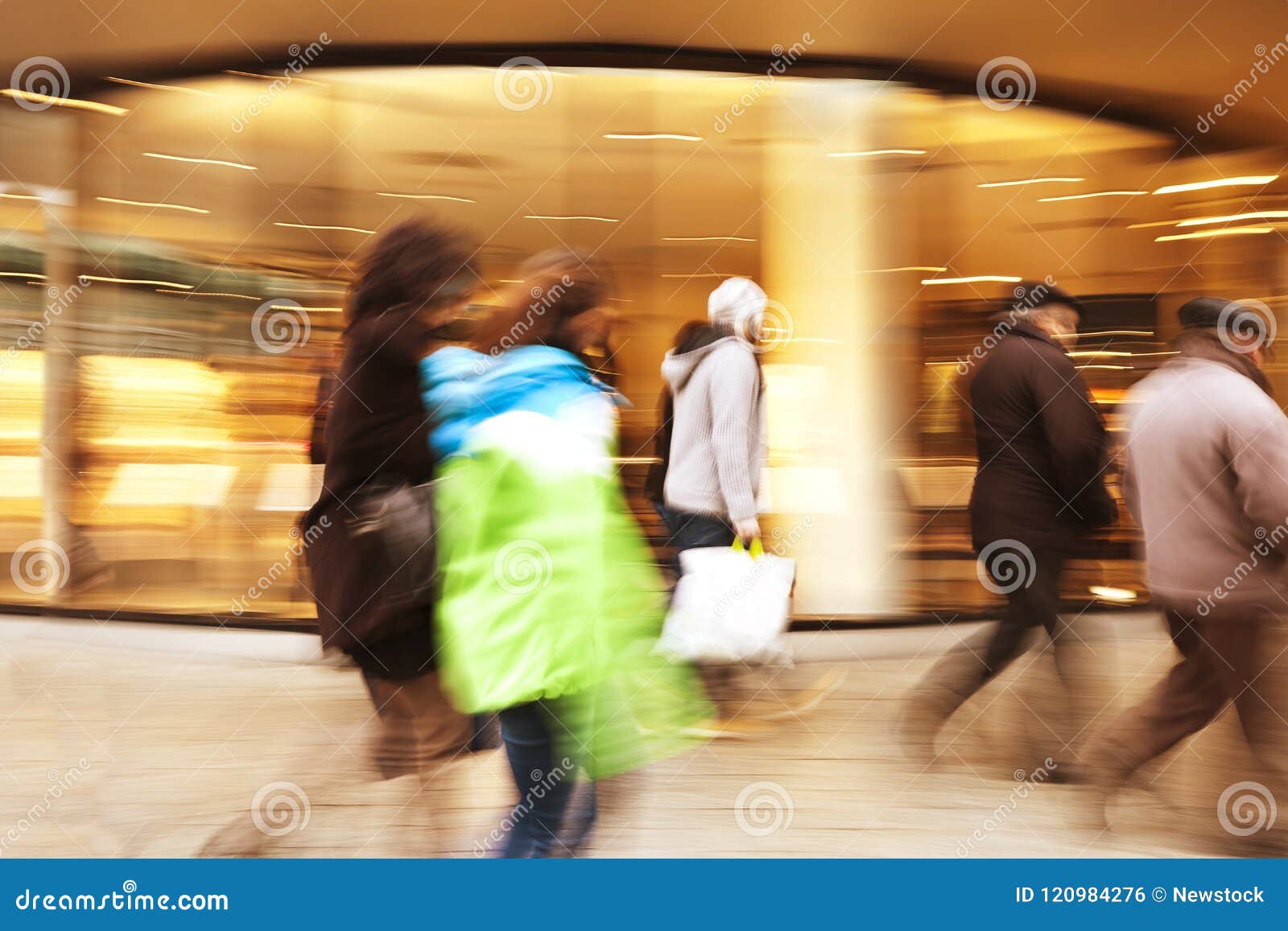 Group of People Walking in Front of Shop Window Stock Photo - Image of ...