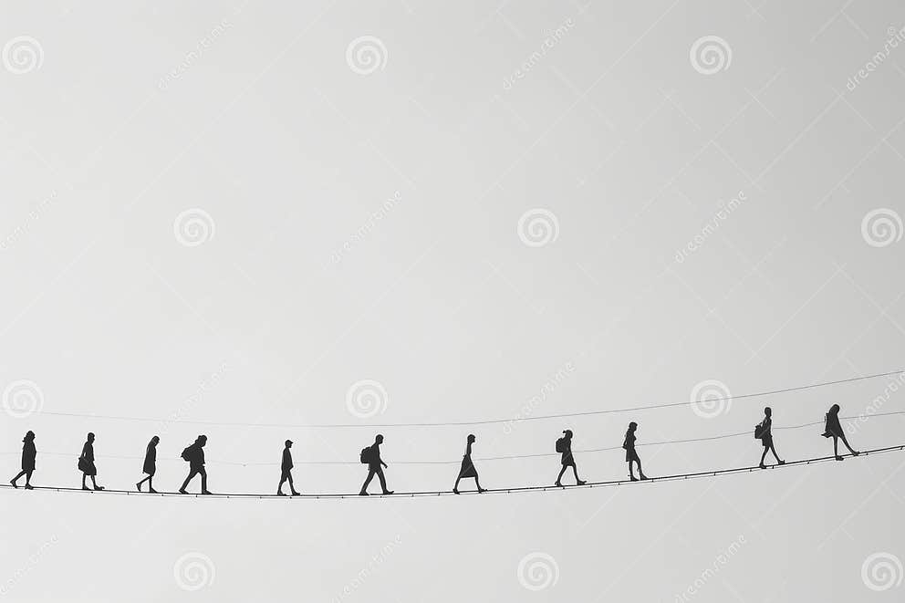 A Group of People Walking in a Line Stock Illustration - Illustration ...