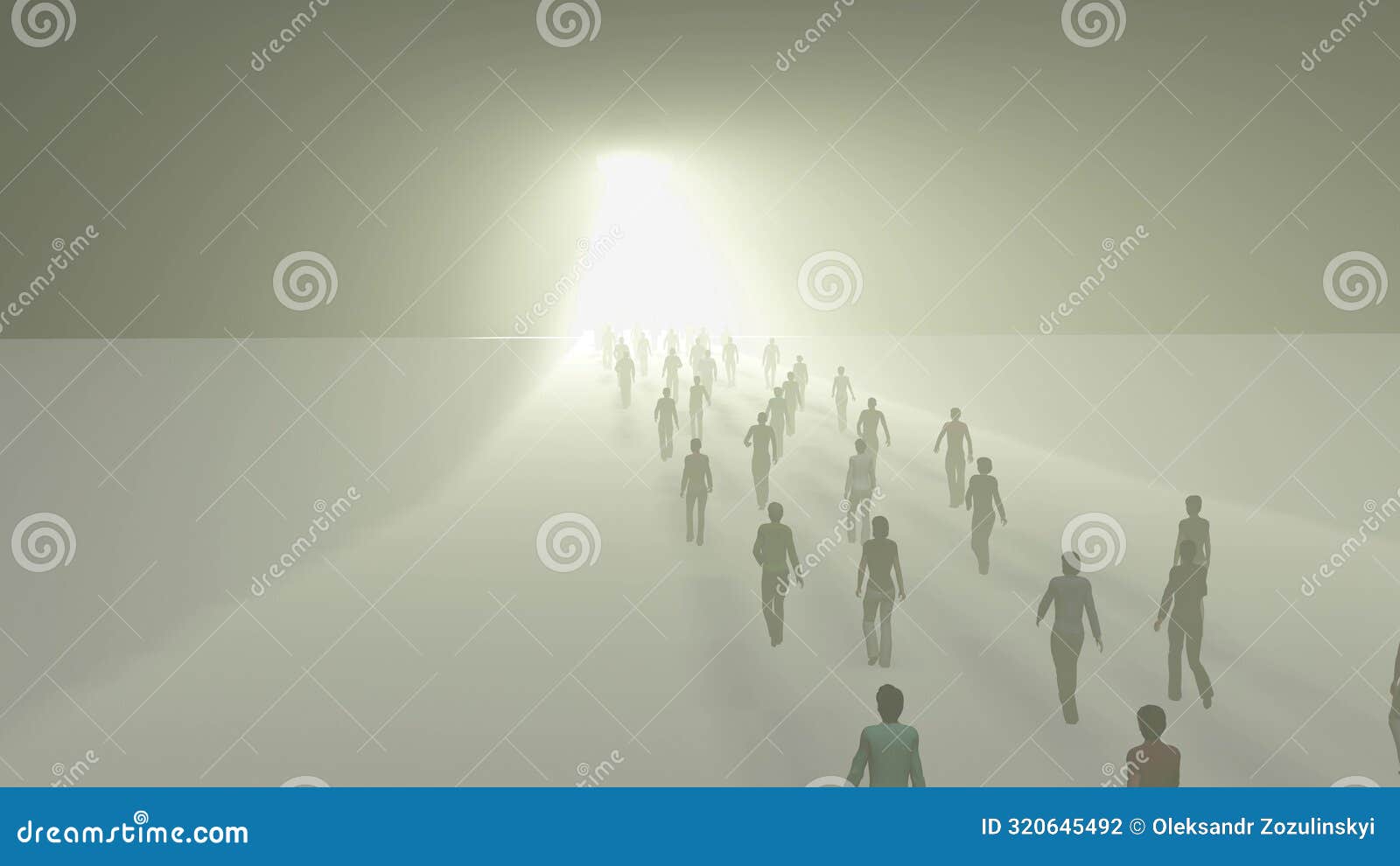 Group of People Walking into a Shine Gate Door Shaped Like a Keyhole 3d ...